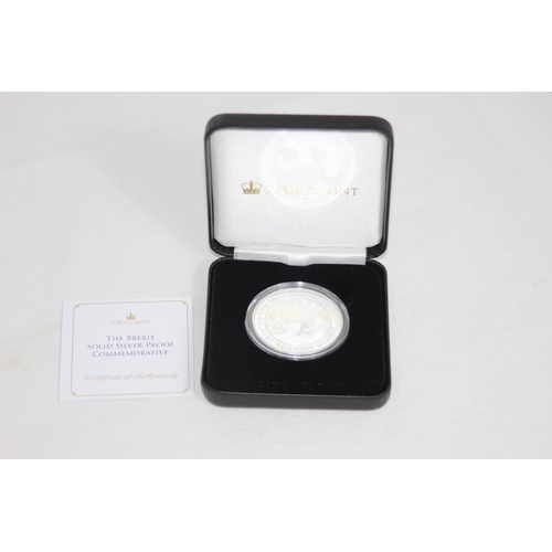 CASED SILVER PROOF BREXIT COIN - 28.28G LTD EDITION OF 500 WITH COA