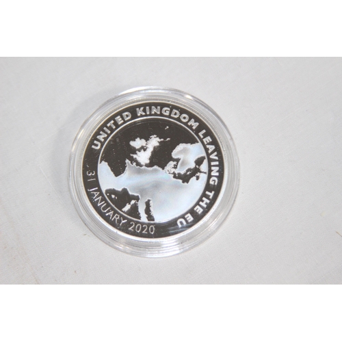 CASED SILVER PROOF BREXIT COIN - 28.28G LTD EDITION OF 500 WITH COA