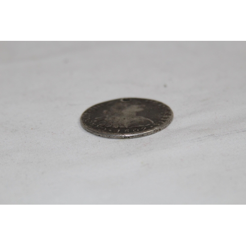 ANTIQUE SILVER 1807 PERU 8 REALES COIN