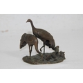 BRONZE SCULPTURE OF TWO RHEA BIRDS 10 X 9CM