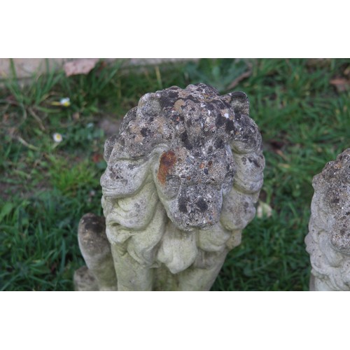 2 X STONE LIONS 44CM