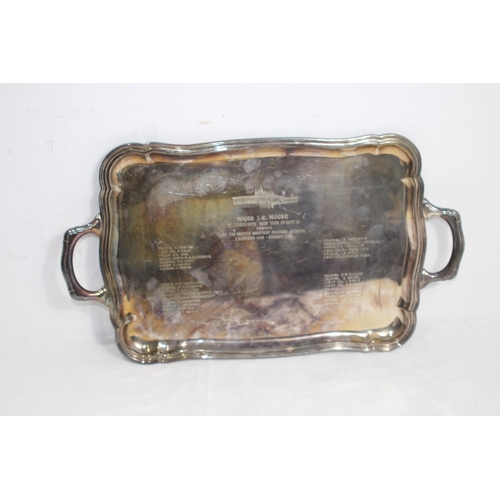LARGE SILVER PLATE SERVING / PRESENTATION TRAY WITH MILITARY ...
