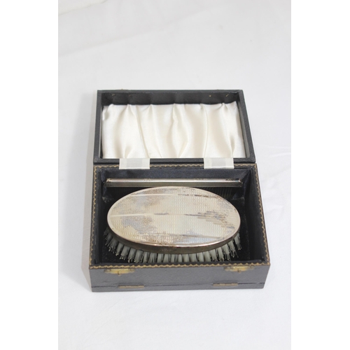BOXED ART DECO DESIGN SILVER BRUSH AND COMB SET