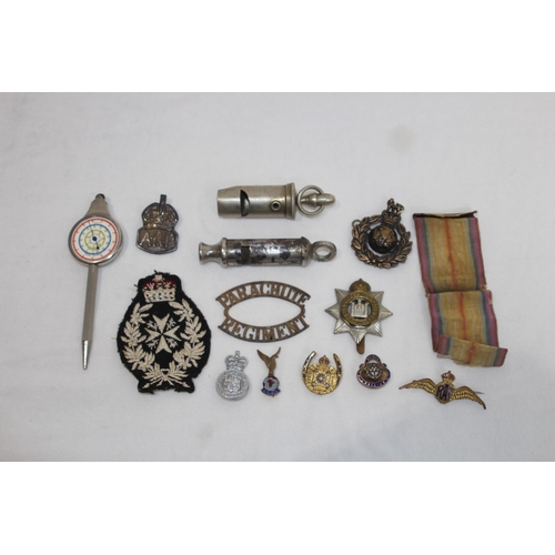 SELECTION OF WW1 AND LATER MILITARY EPHEMERA INC, BADGES, RIBBON AND A ...