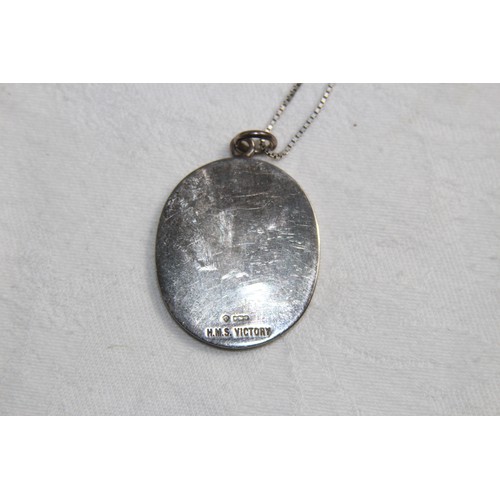 LARGE SILVER H.M.S. VICTORY PENDANT ON CHAIN 20 GRAMS