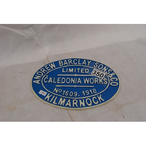 Cast Iron Andrew Barclay Sons & Co Sign Railway Related