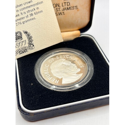Spink & Son Boxed Silver Proof Coin , Republic Of Seychelles 1977.