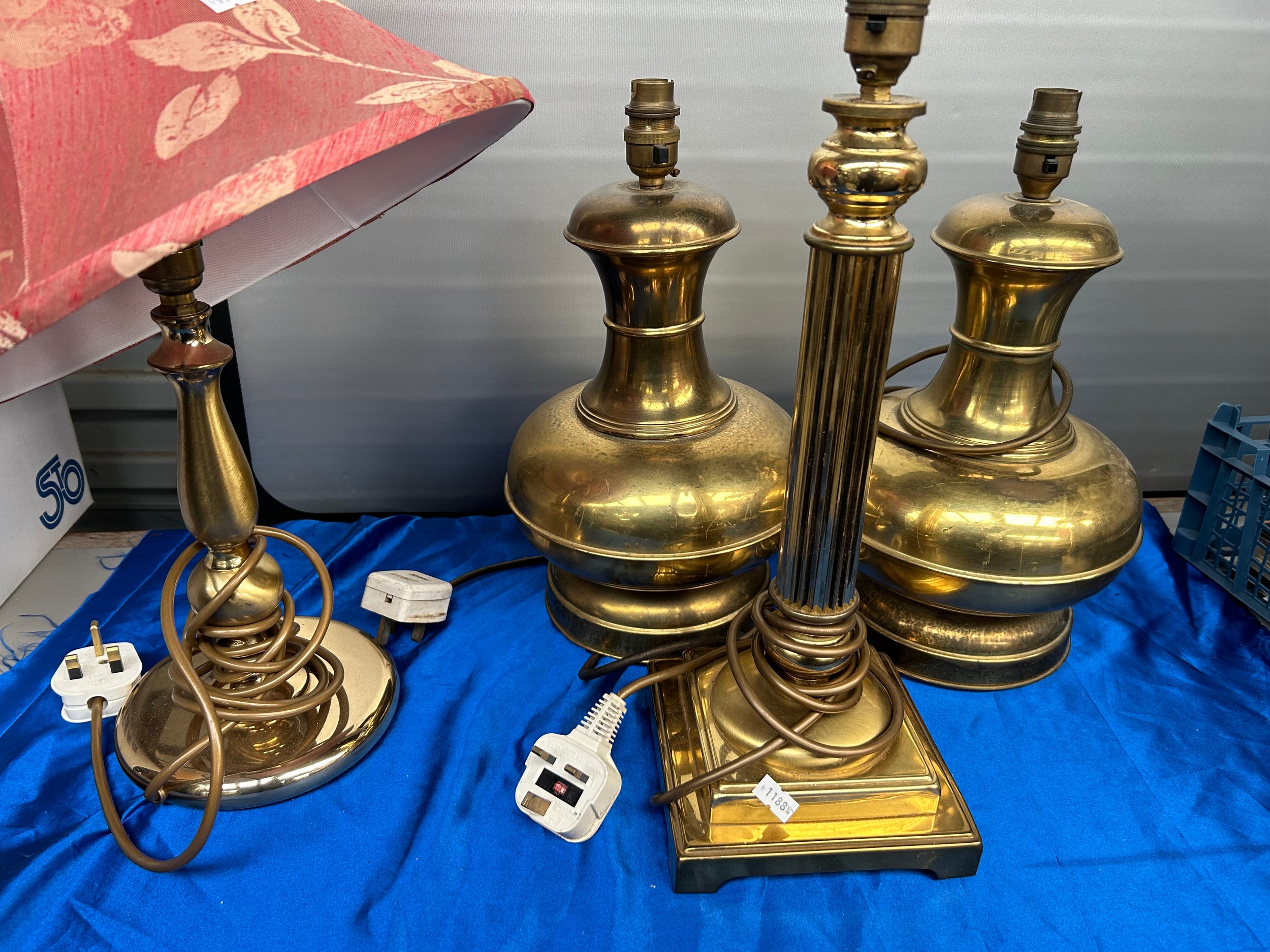 Four Brass Lamp Bases, To Include Ringway Pair