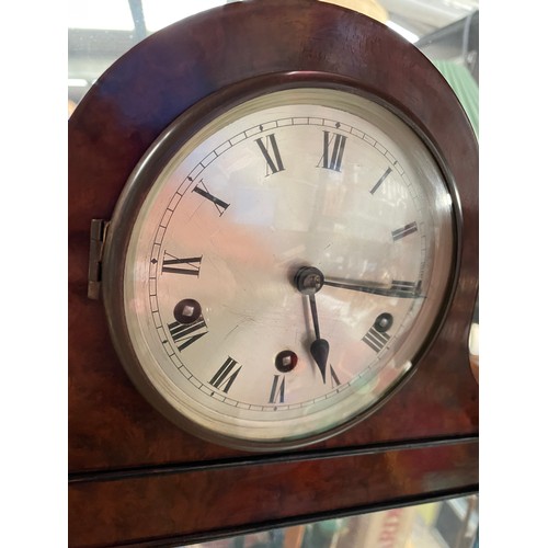 Wooden Napoleon Mantle Clock 15” x 9”.