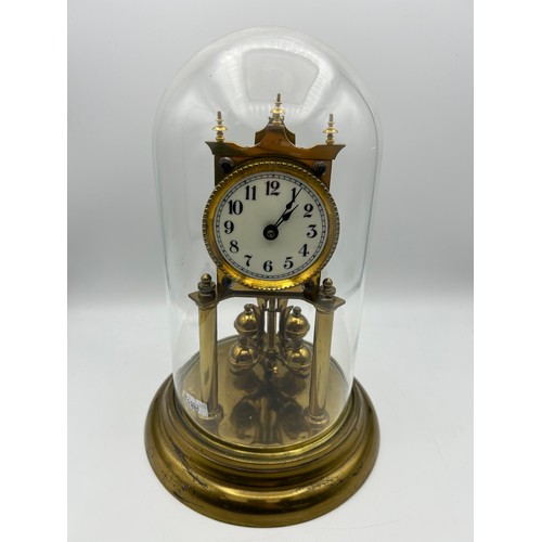 Stunning Glass Dome Clock Standing 12”. Working When Checked.