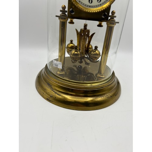 Stunning Glass Dome Clock Standing 12”. Working When Checked.