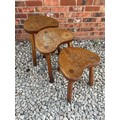 Set Of Three Graduating Stools, Mouseman Style Tallest Standing 18".