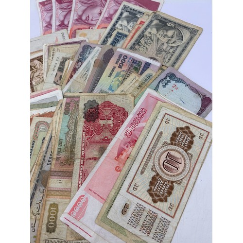 Collection Of Vintage Bank Notes From Around The World. Approx 100