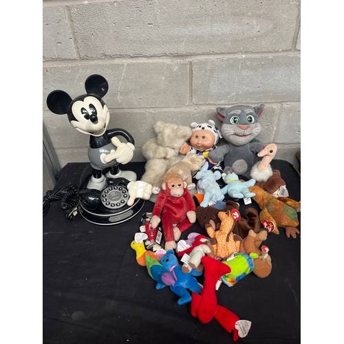 Various TY Soft Toys Plus Micky Mouse Telephone Damage To One Arm Needs ...