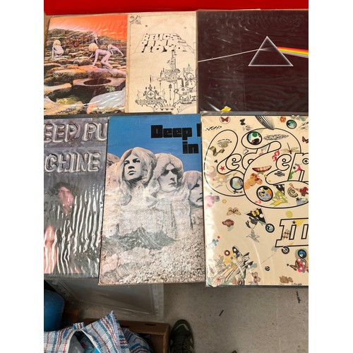Collection Of Albums Including Led Zepelin, Pink Floyd,And Deep Purple.