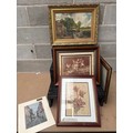 2 Framed Australian Pictures On Bark, Small Oil Copy Of “Hay Wain” 15 X ...