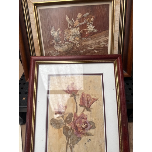 2 Framed Australian Pictures On Bark, Small Oil Copy Of “Hay Wain” 15 X ...