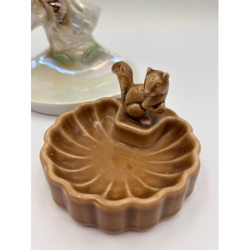 A Wade Squirrel Trinket Dish and a Ceramic Borzoi/Greyhound Head Dish
