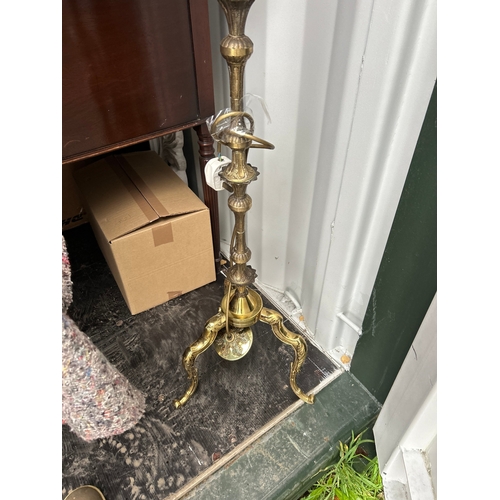 A Vintage Brass Baluster-Turned Floor Lamp with Rococo-Inspired Base