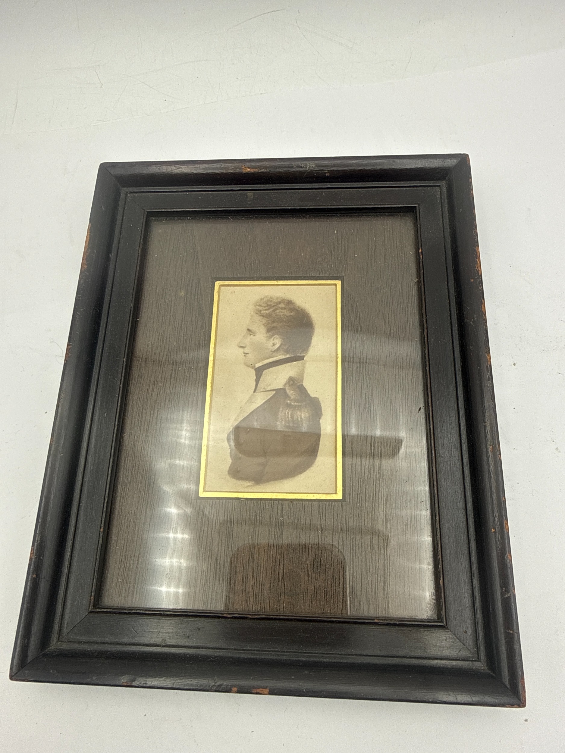 Victorian Era Framed Portrait Print of a Man in Military Profile