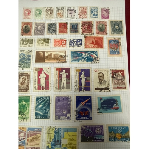 Three Red Vinyl Stamp Albums Containing a Collection of International ...