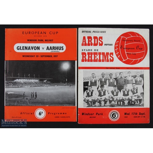 1957 European Cup Football programme Gleavon v Aarhus at Belfast, plus ...