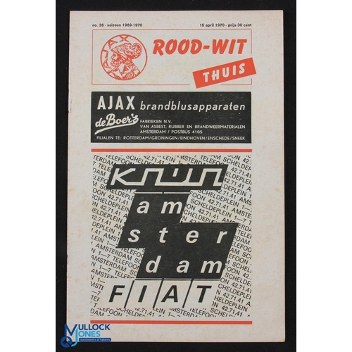 1970 UEFA Cup Final Ajax v Arsenal 2nd leg programme 15 April 1970 at ...