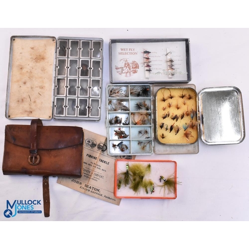 A collection of fly boxes and wallet as follows: Allcocks Redditch fly ...