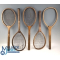 5x early and period Wooden Small Junior/Ladies Wooden Tennis Rackets ...