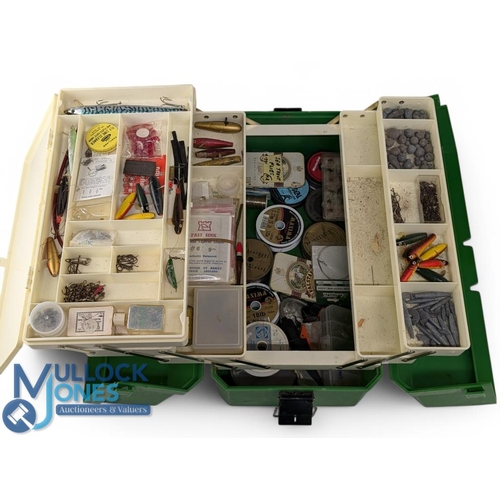 Cantilever Fishing Tackle Box with contents of lead shot, leader, lures ...