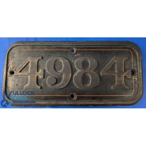 Original GWR Great Western Railway brass cabside number plate 4984, ex ...