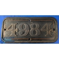 Original GWR Great Western Railway brass cabside number plate 4984, ex ...