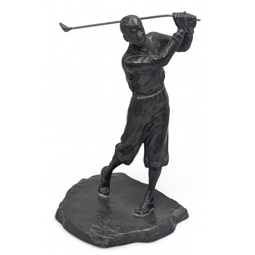 Spelter Cast Golfing Figure with pewter finish - 24cm tall