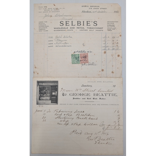 1916-1931 Period Scottish Golf Club Supplier Invoices, an illustrated ...
