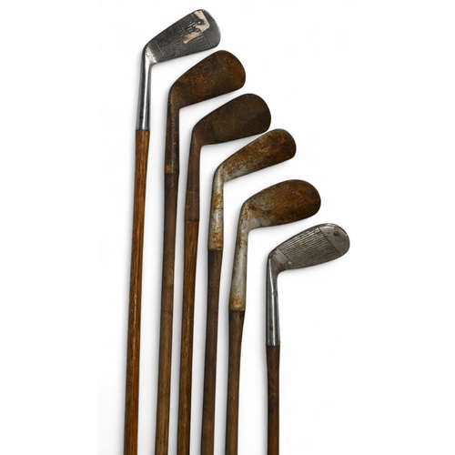 6x Assorted Golf irons 2x rustless models a flanged sole driving iron ...