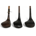 3x Socket neck woods, a driver stamped H Fossubry maker Tooting Beck ...