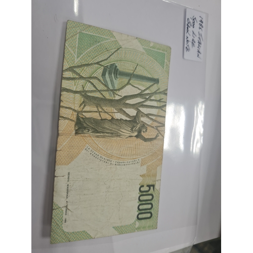 1985 Italian 5000 lire bank note