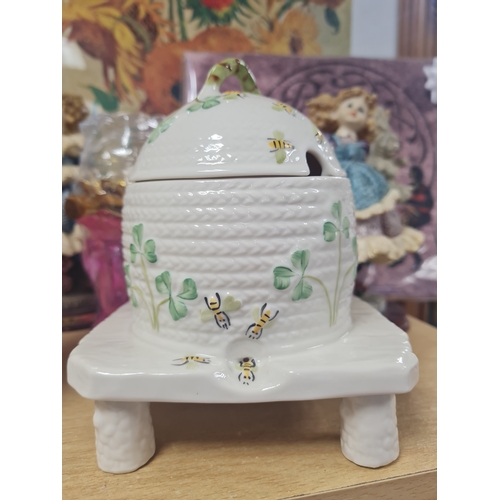 Vintage belleek honey pot