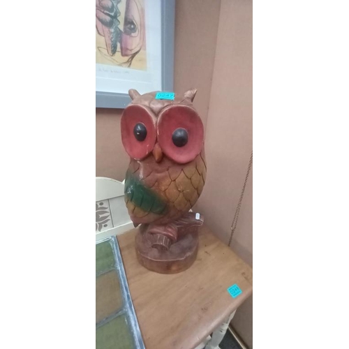 Large Carved Timber Owl Figure