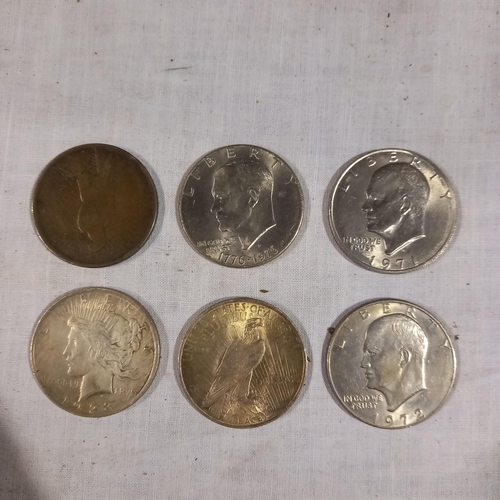 6 American 1 Dollar Coins