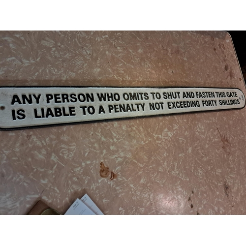 Cast Iron Railway "Fine" Sign (98cm Long)