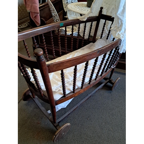 Lovely French Child's Cot on Wheels - circa 1920