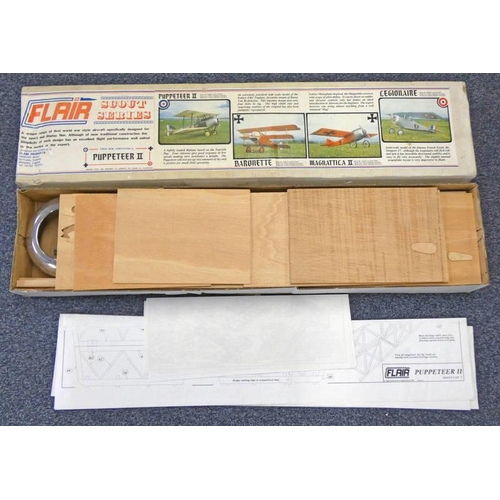 FLAIR SCOUT SERIES UNMADE PUPPETEER 11 RC BI PLANE KIT. UNCHECKED