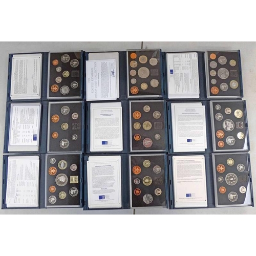 1991-1999 UK PROOF COIN SETS, ALL IN CASE OF ISSUE