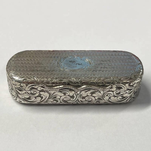 VICTORIAN SILVER SNUFF BOX WITH FOLIATE SCROLL ENGRAVING BY EDWARD ...