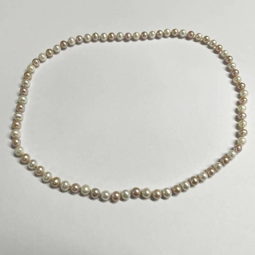 AKOYA PINK & WHITE PEARL SINGLE STRAND NECKLACE - PEARLS 8.6 MM, 66 CM LONG