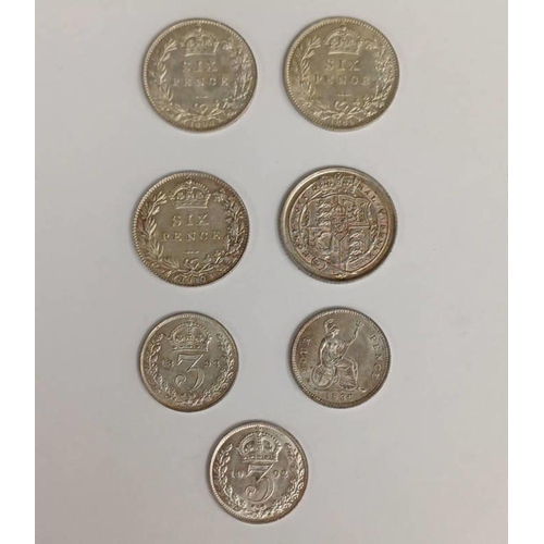 7 X HIGH GRADE BRITISH SILVER COINS TO INCLUDE 1816 GEORGE III SIXPENCE ...
