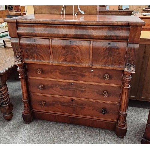 19TH CENTURY MAHOGANY OGEE CHEST WITH 3 DEEP DRAWERS OVER 3 LONG ...