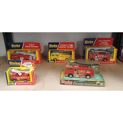 FIVE DINKY TOYS MODEL FIRE ENGINES INCLUDING 266--E.R.F. FIRE ENGINE 2 ...