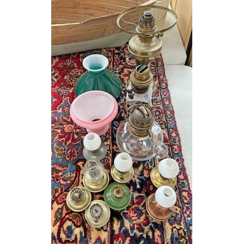 SELECTION OF PARAFFIN LAMPS & SHADES